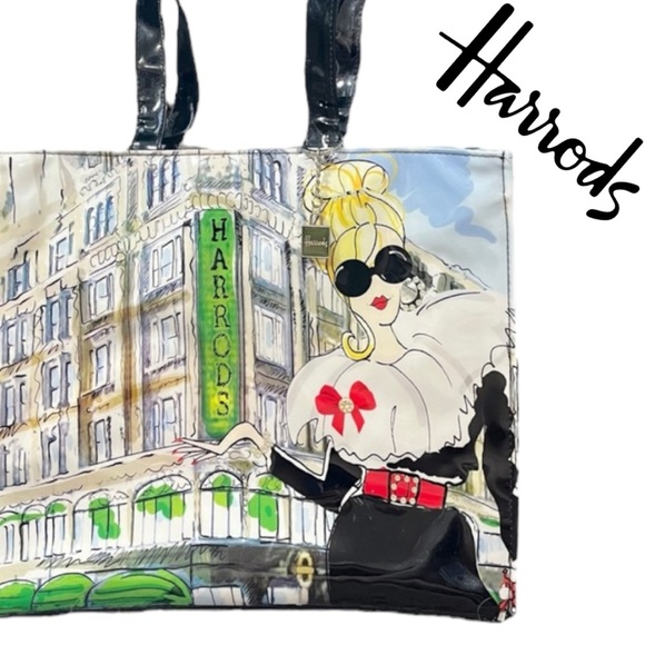 Harrods | Bags | Harrods Limited Edition Glossy Fashion Print Logo Tote ...
